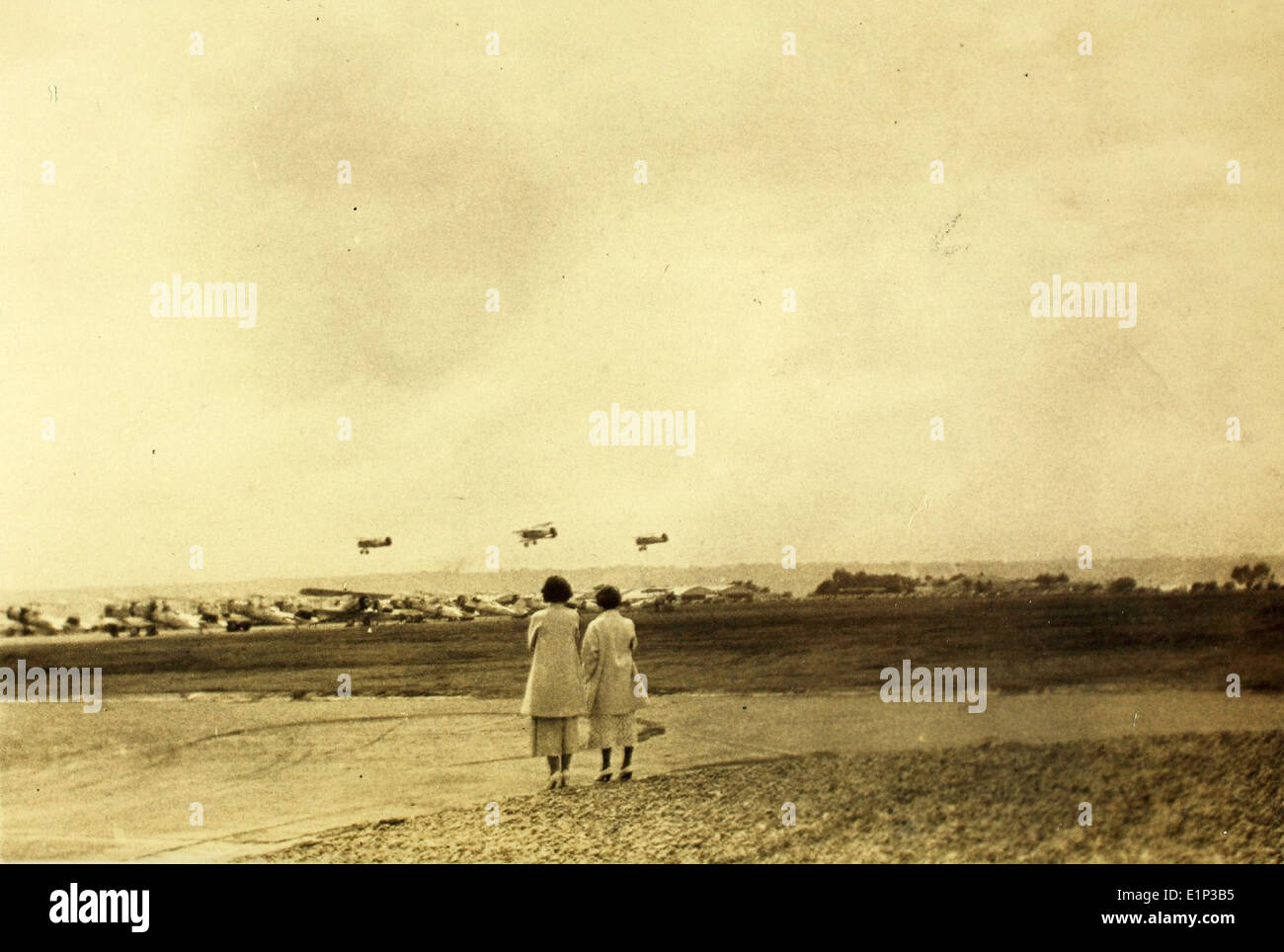 This image captures a historic flight during a flyover event ...