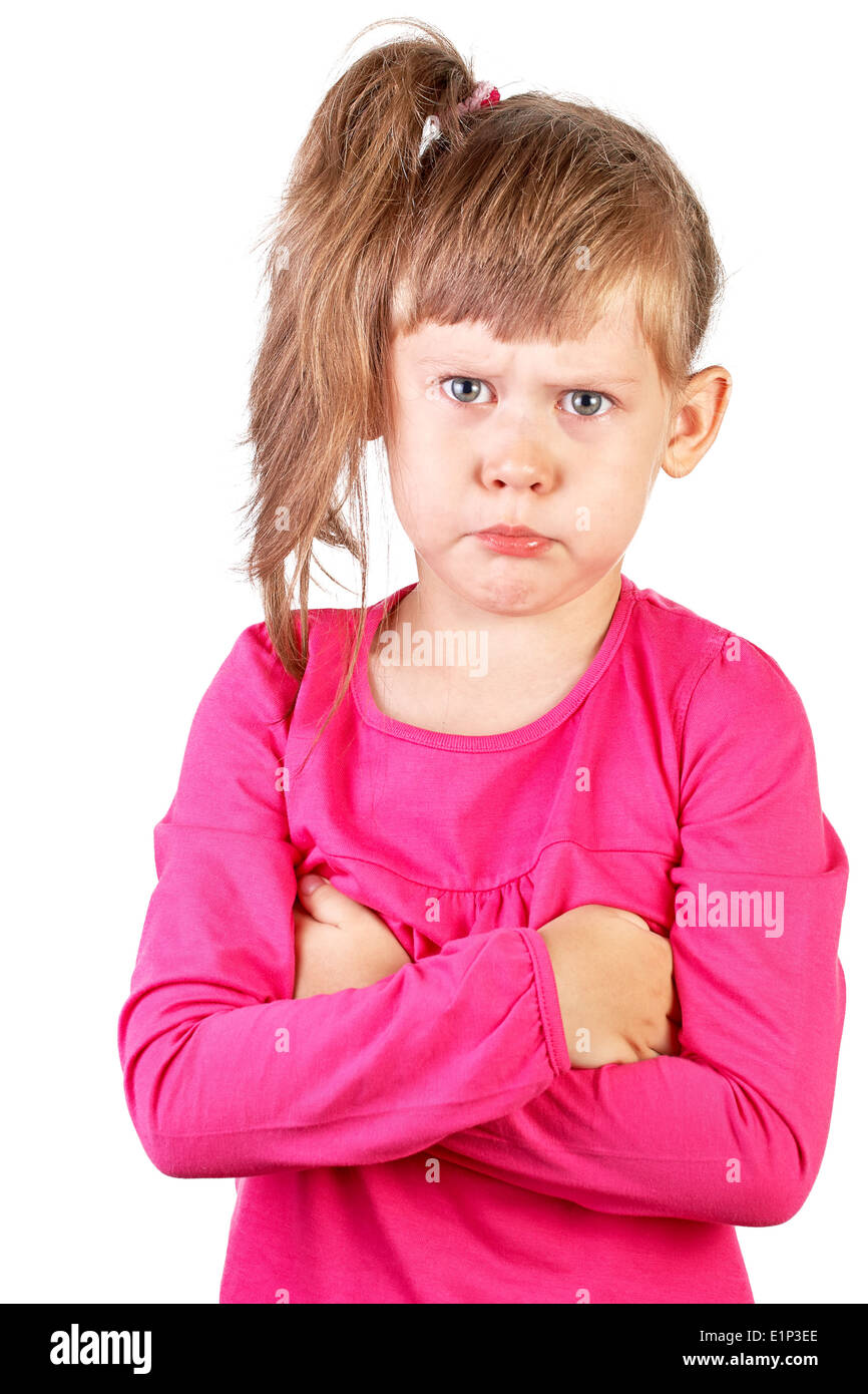 Portrait of a upset child in a pink Stock Photo - Alamy