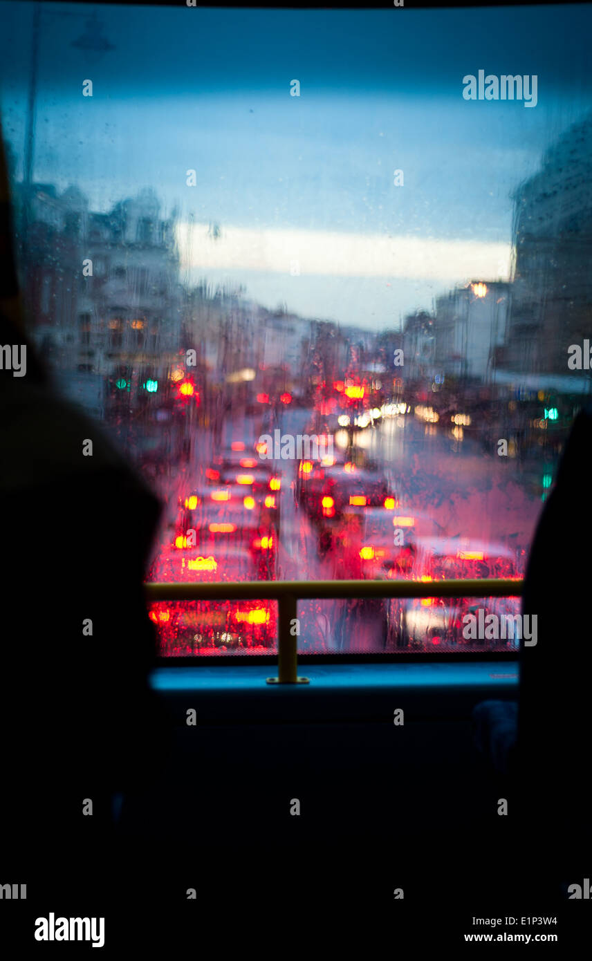 Rainy day through a bus window in London Stock Photo - Alamy