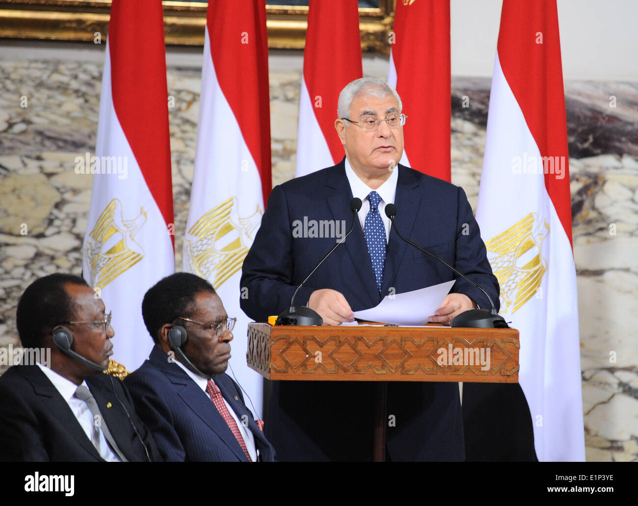 Cairo, Egypt. 8th June, 2014. Egyptian interim President Adly Mansour ...