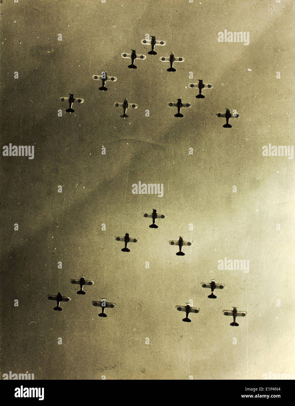 This image showcases a historic flight formation, capturing the ...