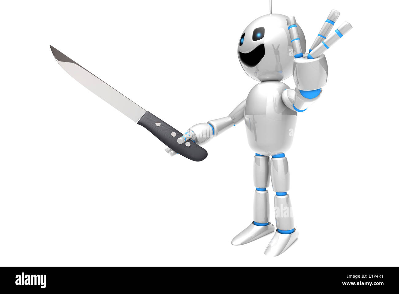 A cartoon Robot holding a kitchen Knife Stock Photo - Alamy