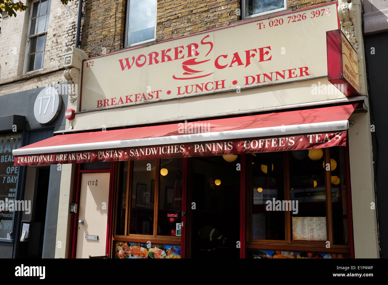 'Workers Cafe' at 172 Upper Street in Islington, London. UK Stock Photo ...