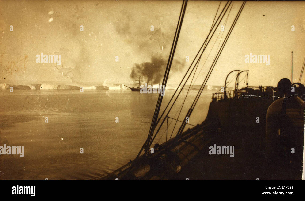 This photograph captures a historic moment from the 1932 Byrd Antarctic ...