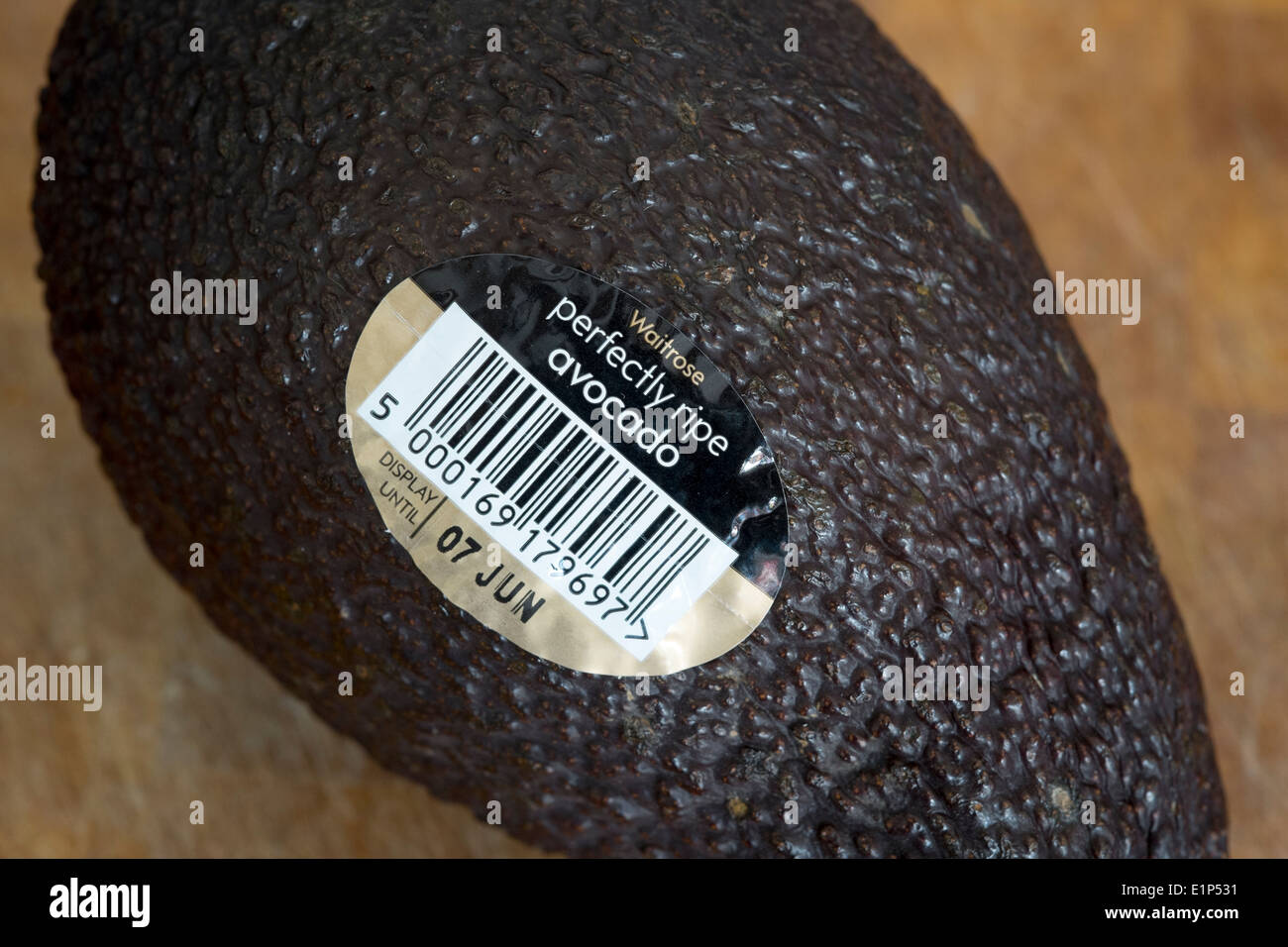 Waitrose supermarket bar code sticker on ripe Avocado Stock Photo - Alamy