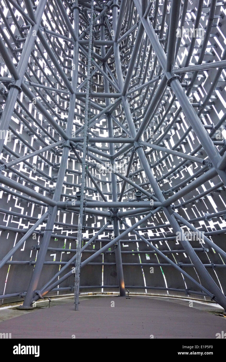 Inside one of the Kelpies in The Helix Falkirk Scotland looking towards ...