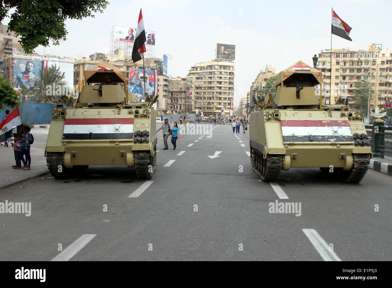 Cairo, Egypt. 8th June, 2014. Egyptian security forces stand guard on ...