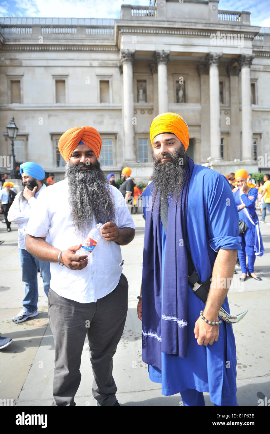 Trafalgar Square, London, UK. 8th June 2014. Sikhs march through London ...