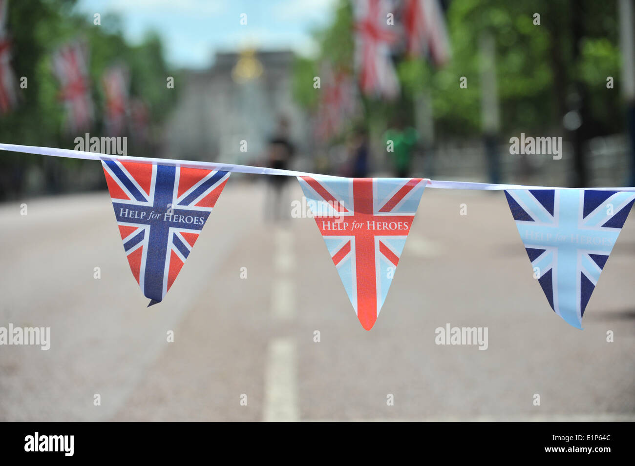 The Mall, London, UK. 8th June 2014. Flags on The Mall as the Hero Ride ...