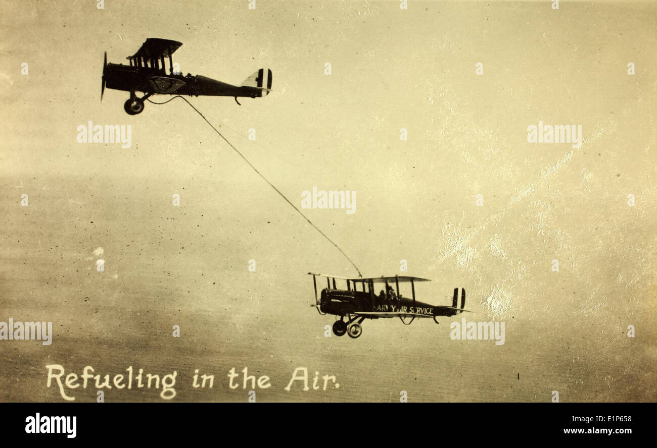 This historic photo captures the first successful aerial refueling ...