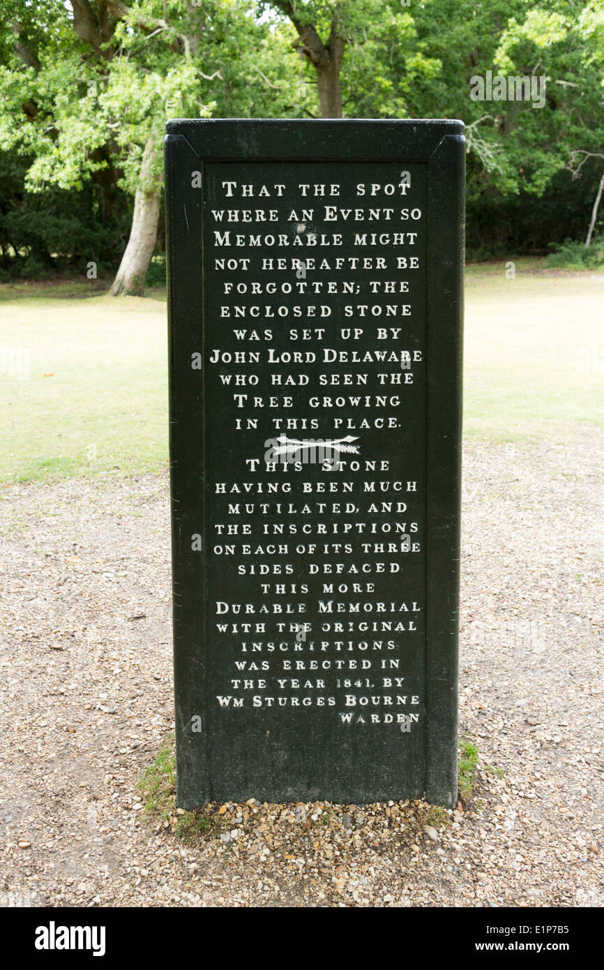 New Forest, Rufus Stone Stock Photo - Alamy