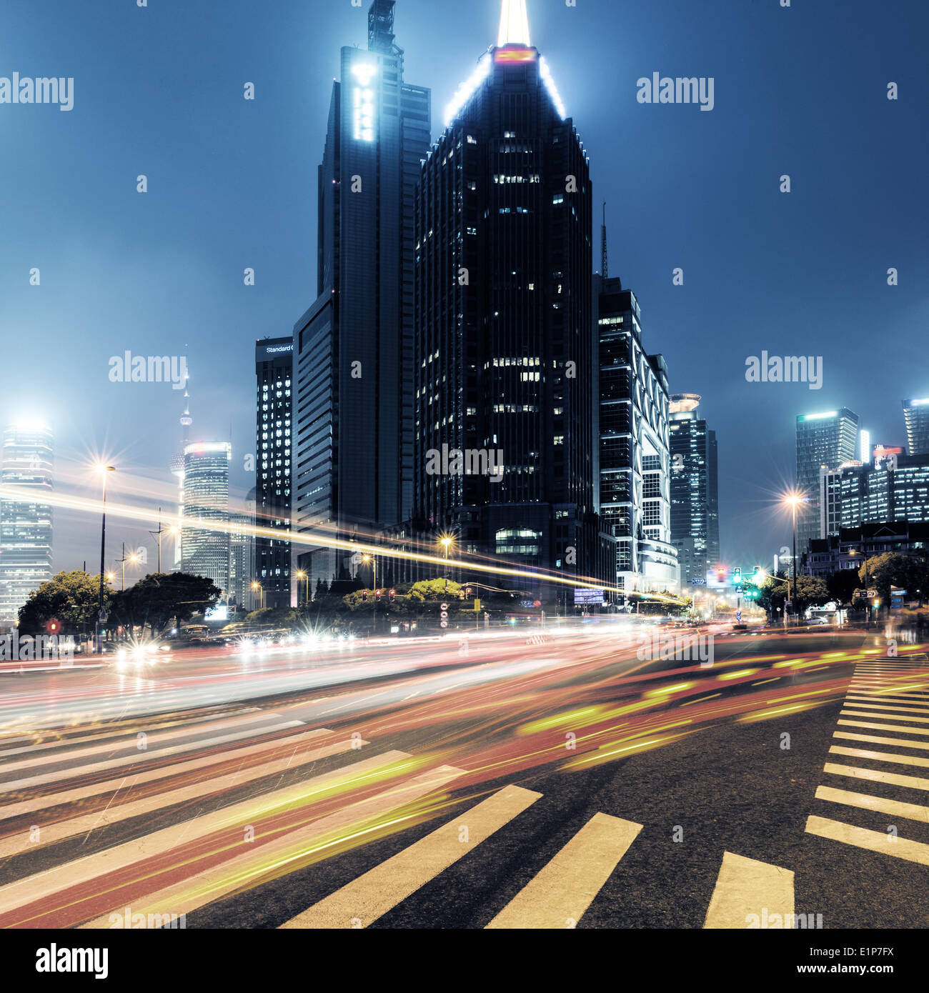 Shanghai Lujiazui Finance and Trade Zone of the modern city night ...