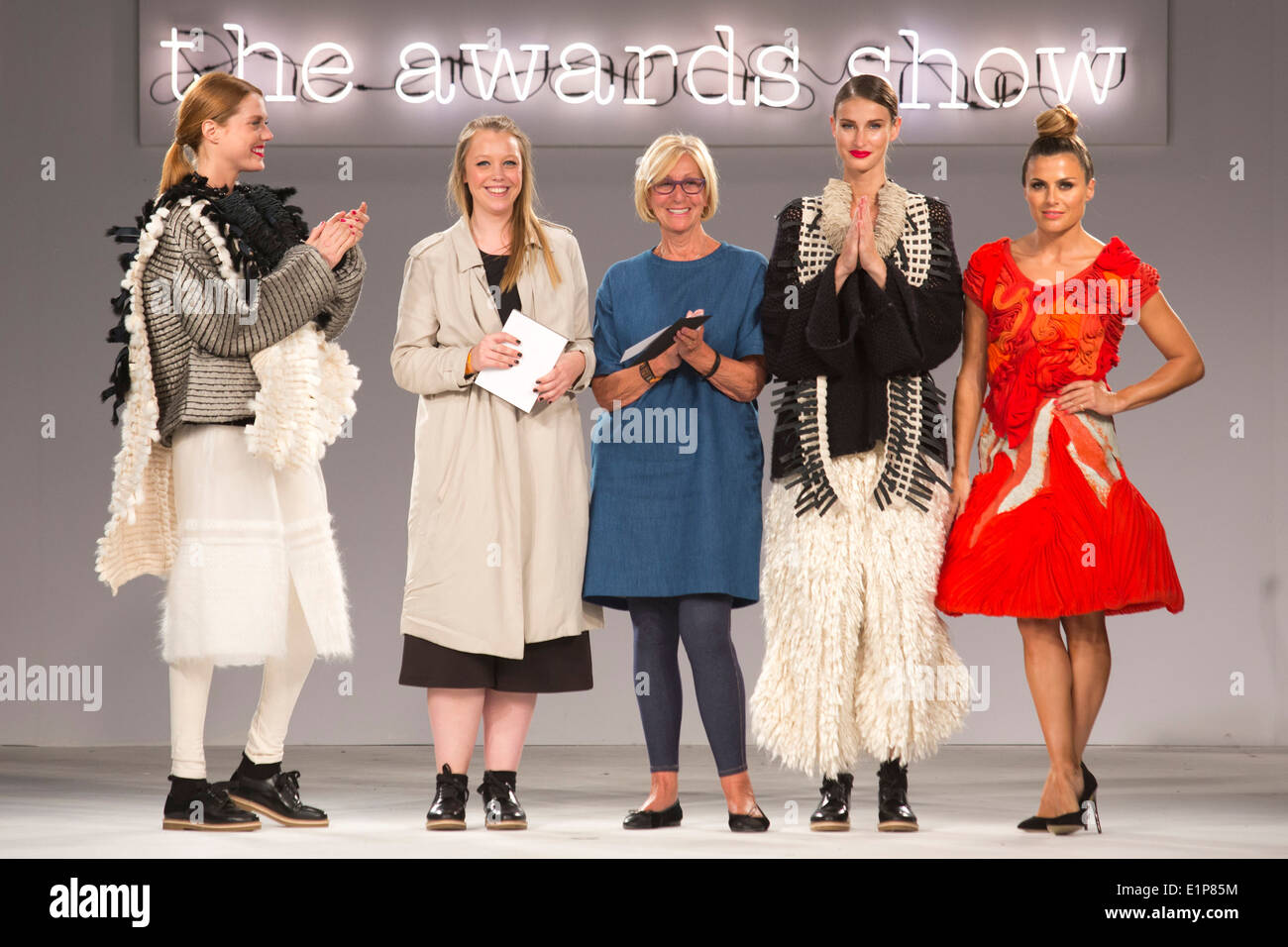 Rebecca Swann receives the Stuart Peters Knitwear Award from Erica ...