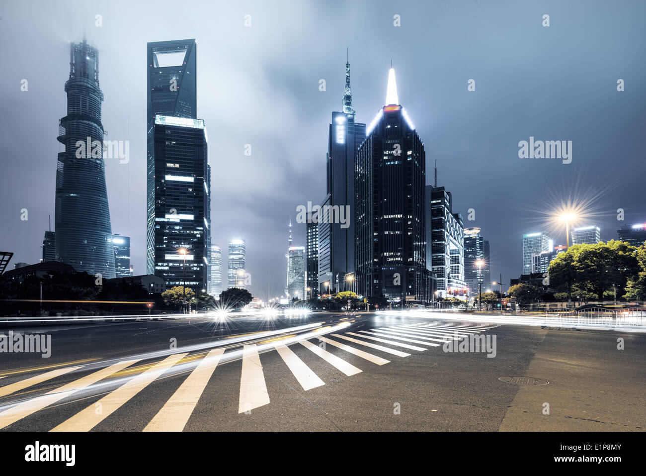 Shanghai Lujiazui Finance and Trade Zone of the modern city night ...