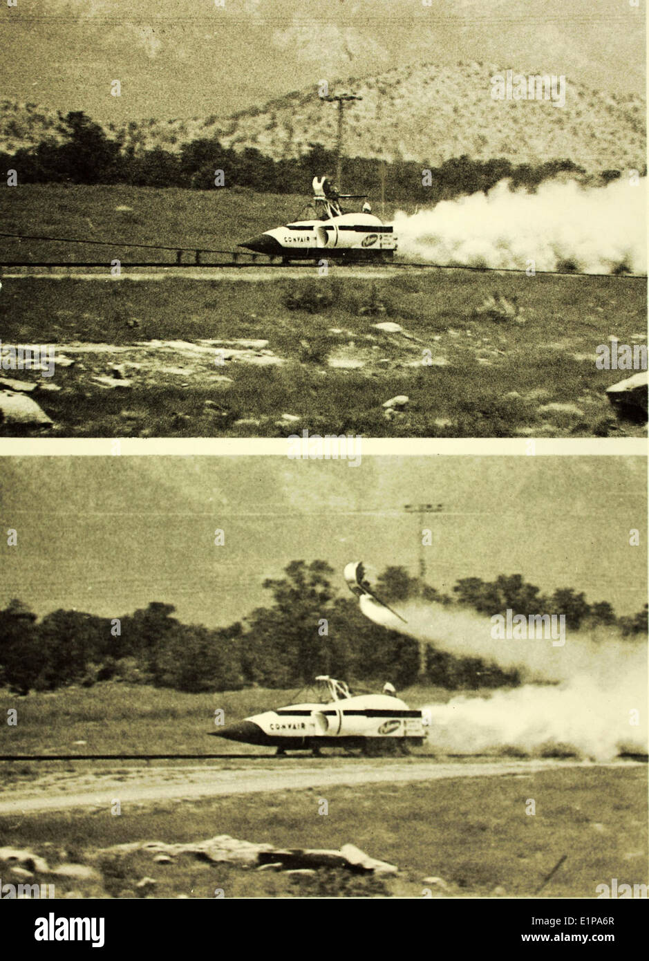 This image captures an ejection seat test performed by Convair during ...