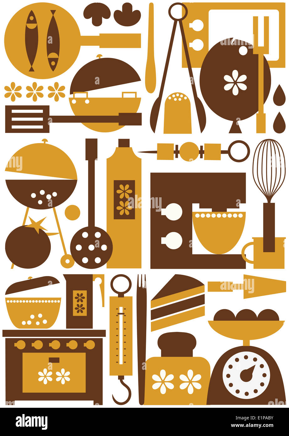 Seamless with colorful cooking icons Stock Photo - Alamy