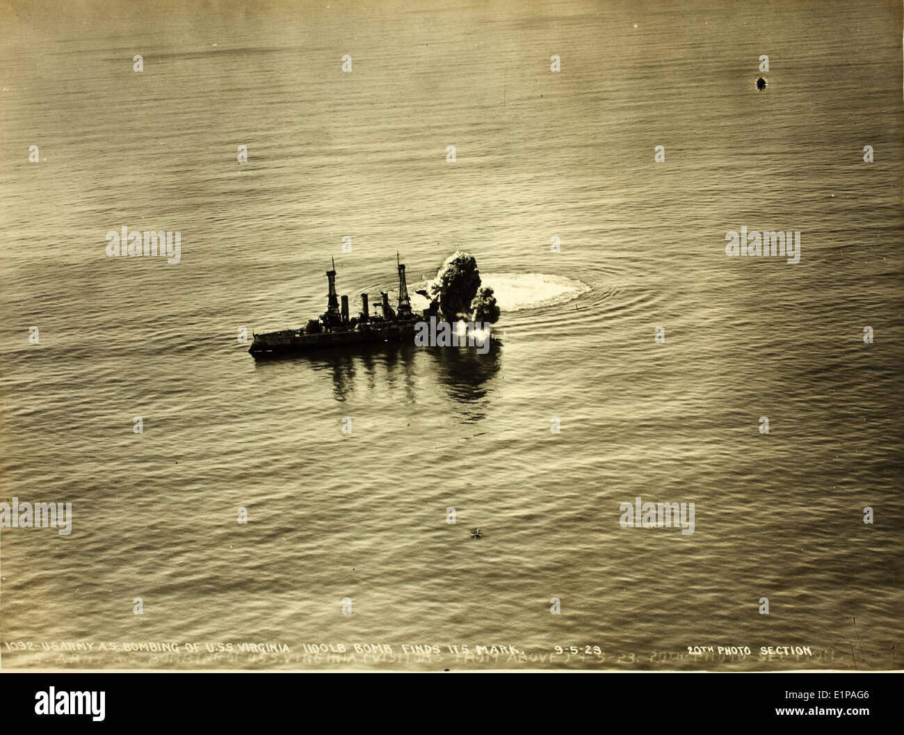 Aerial bombing tests on ships, including the USS Virginia (BB-13), were ...