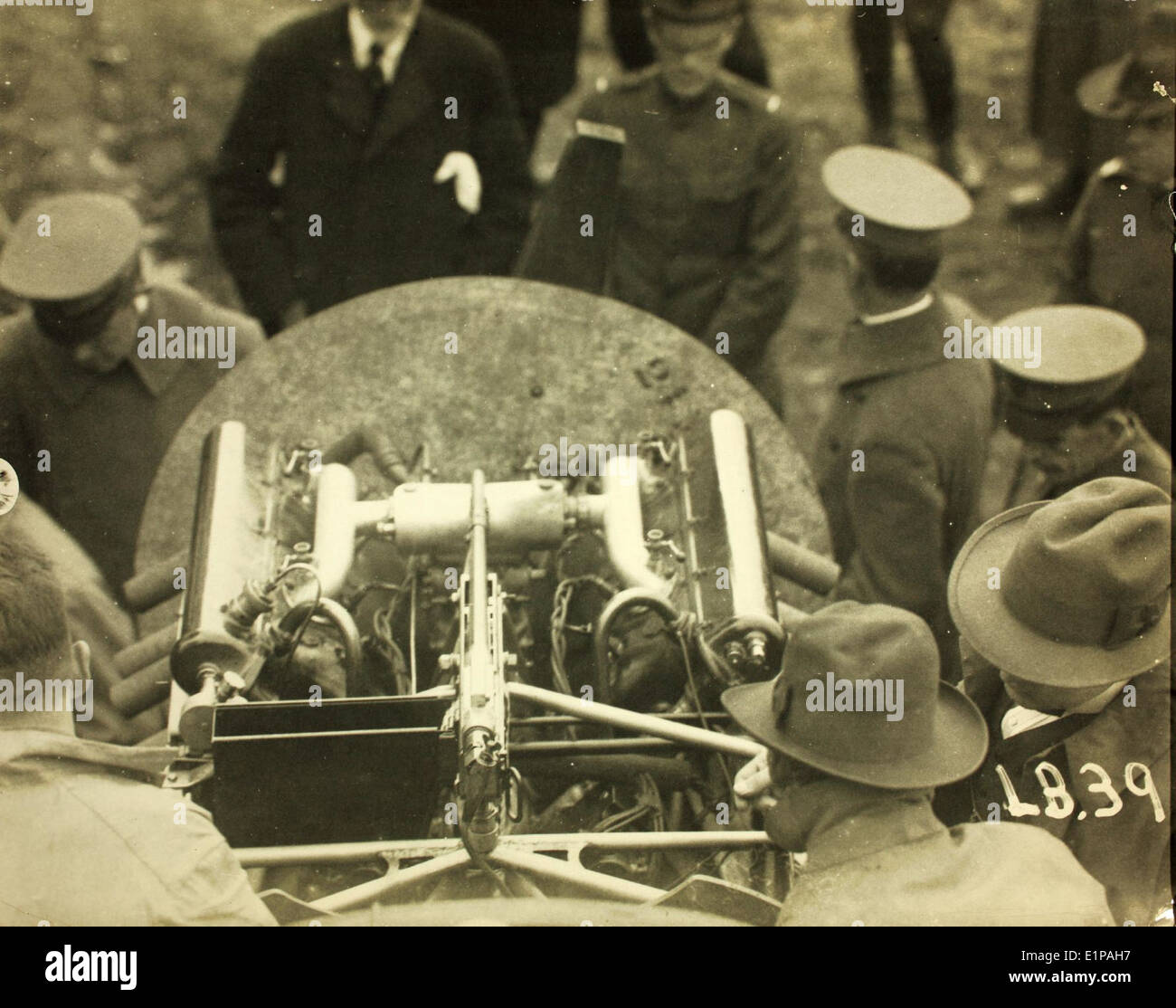 This historical image shows a gun synchronization test from World War I ...