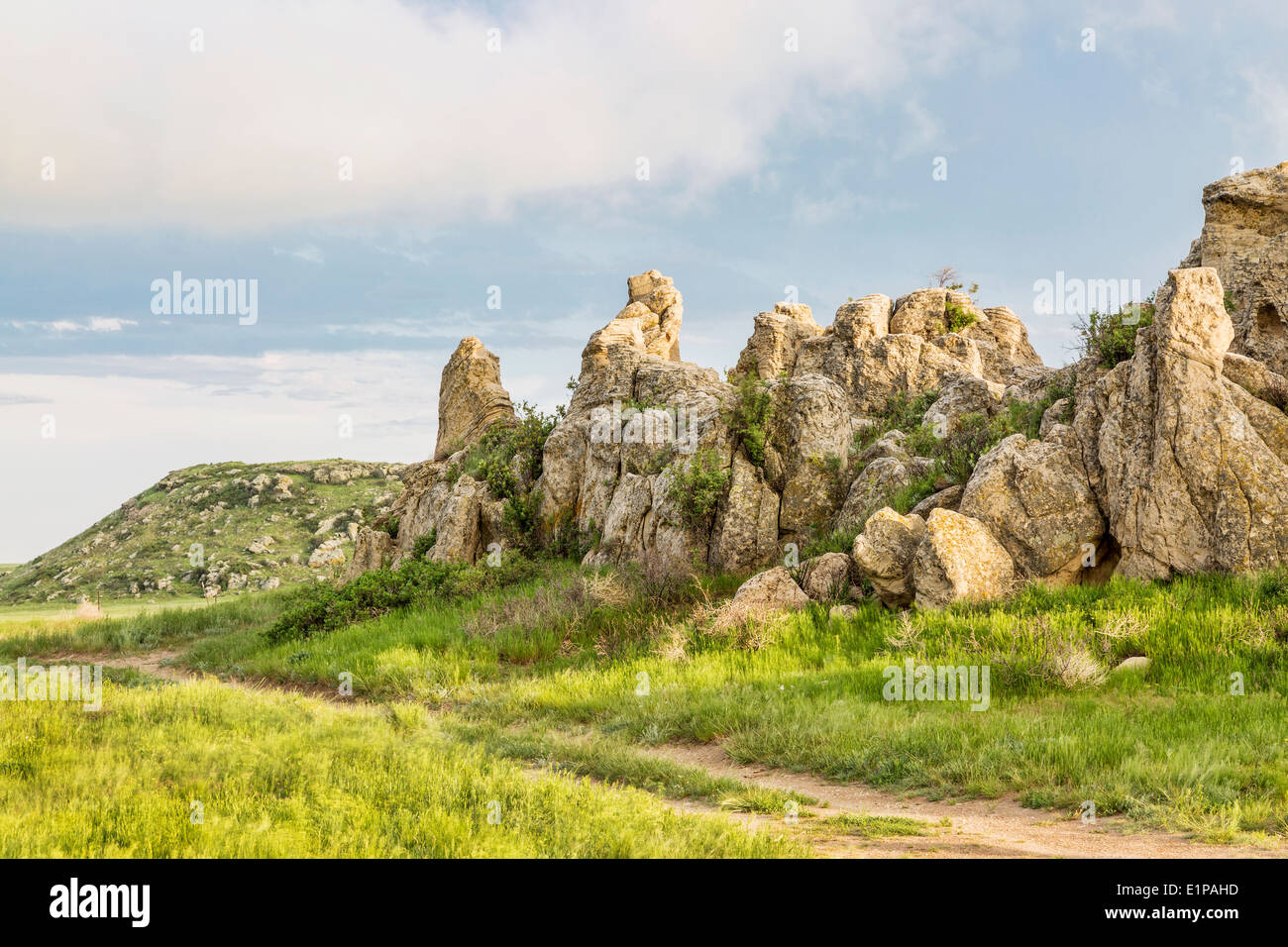 Natural Fort, a historical and geological landmark, on a prairie in ...