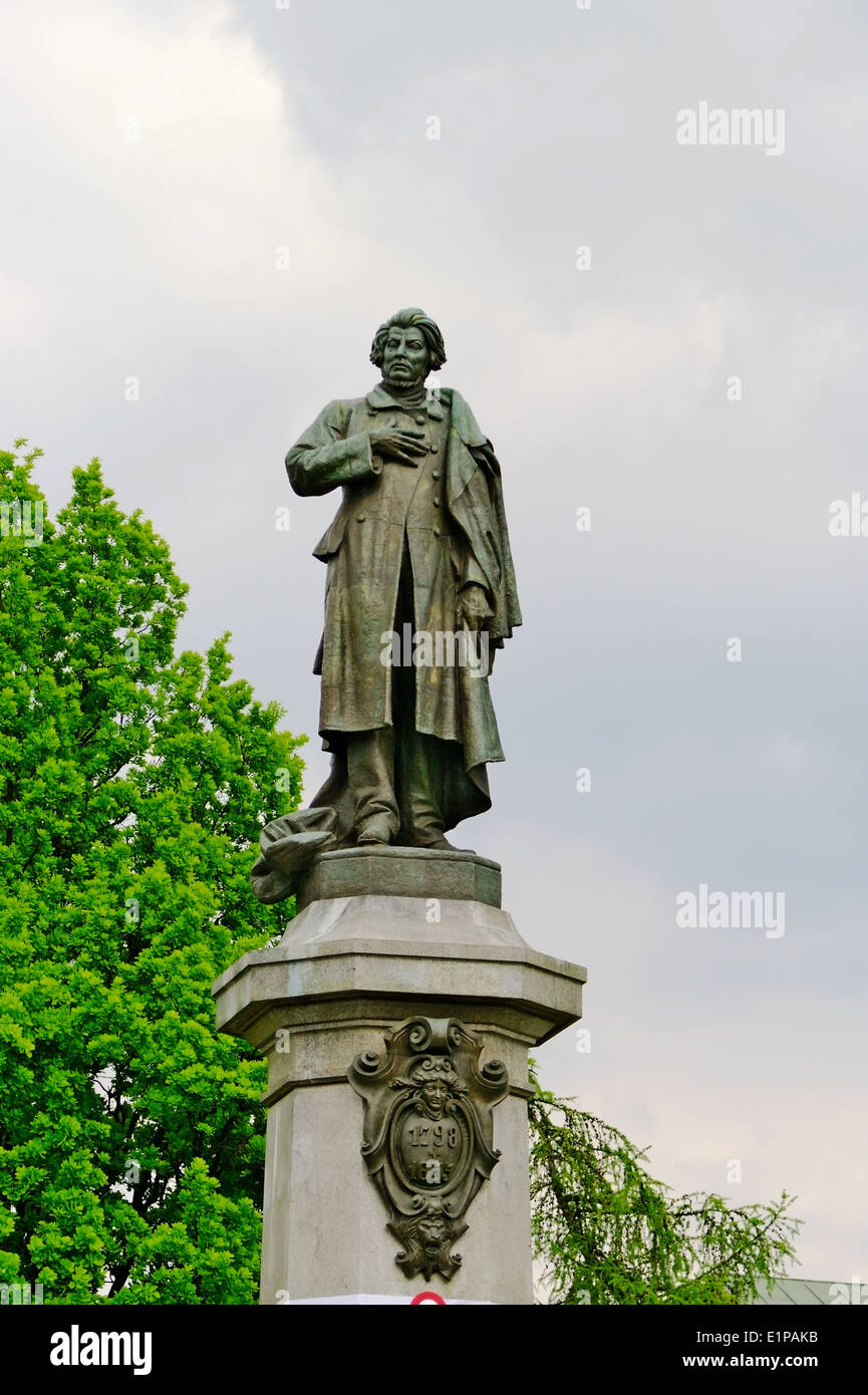 Monument to Adam Mickiewicz, famous Polish romantic poet. Warsaw ...
