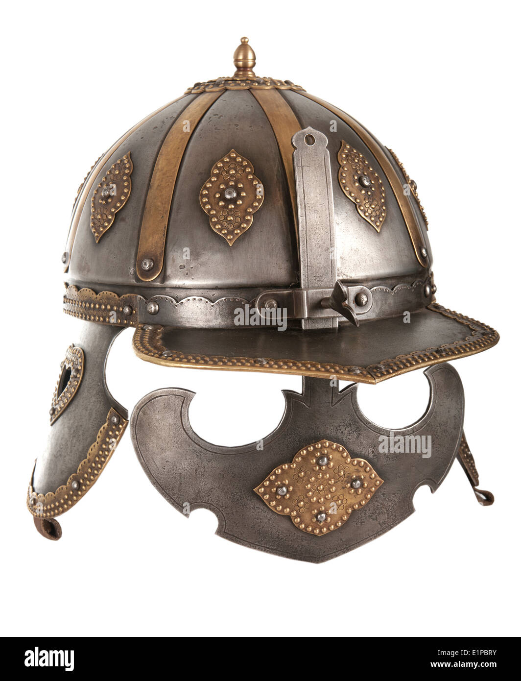 Iron helmet of the medieval knight. Very heavy headdress Stock Photo ...
