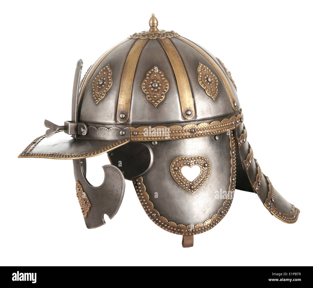 Iron helmet of the medieval knight. Very heavy headdress Stock Photo ...
