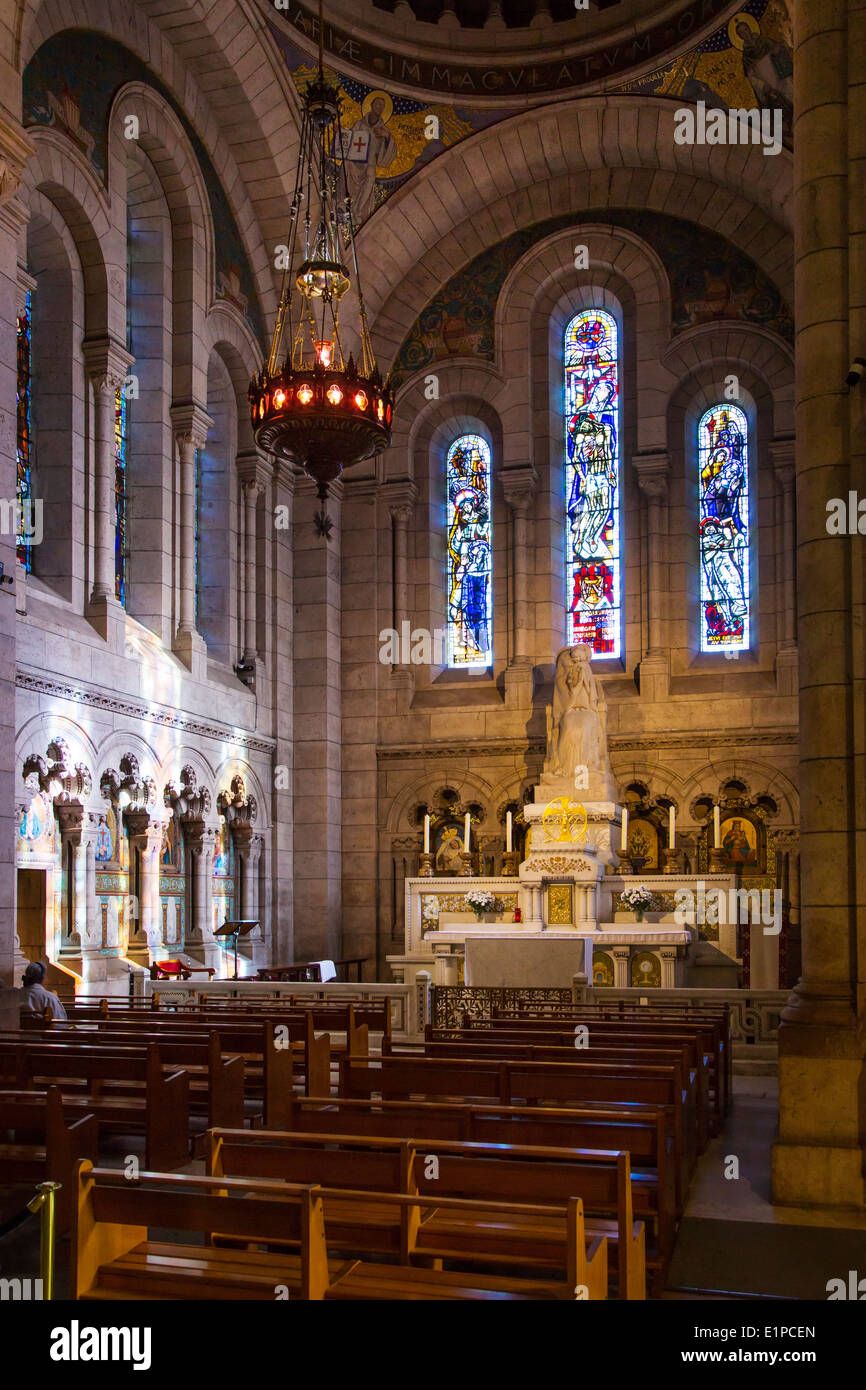 Prayer chapel inside Basilique du Sacre Coeur, Montmartre, Paris France ...