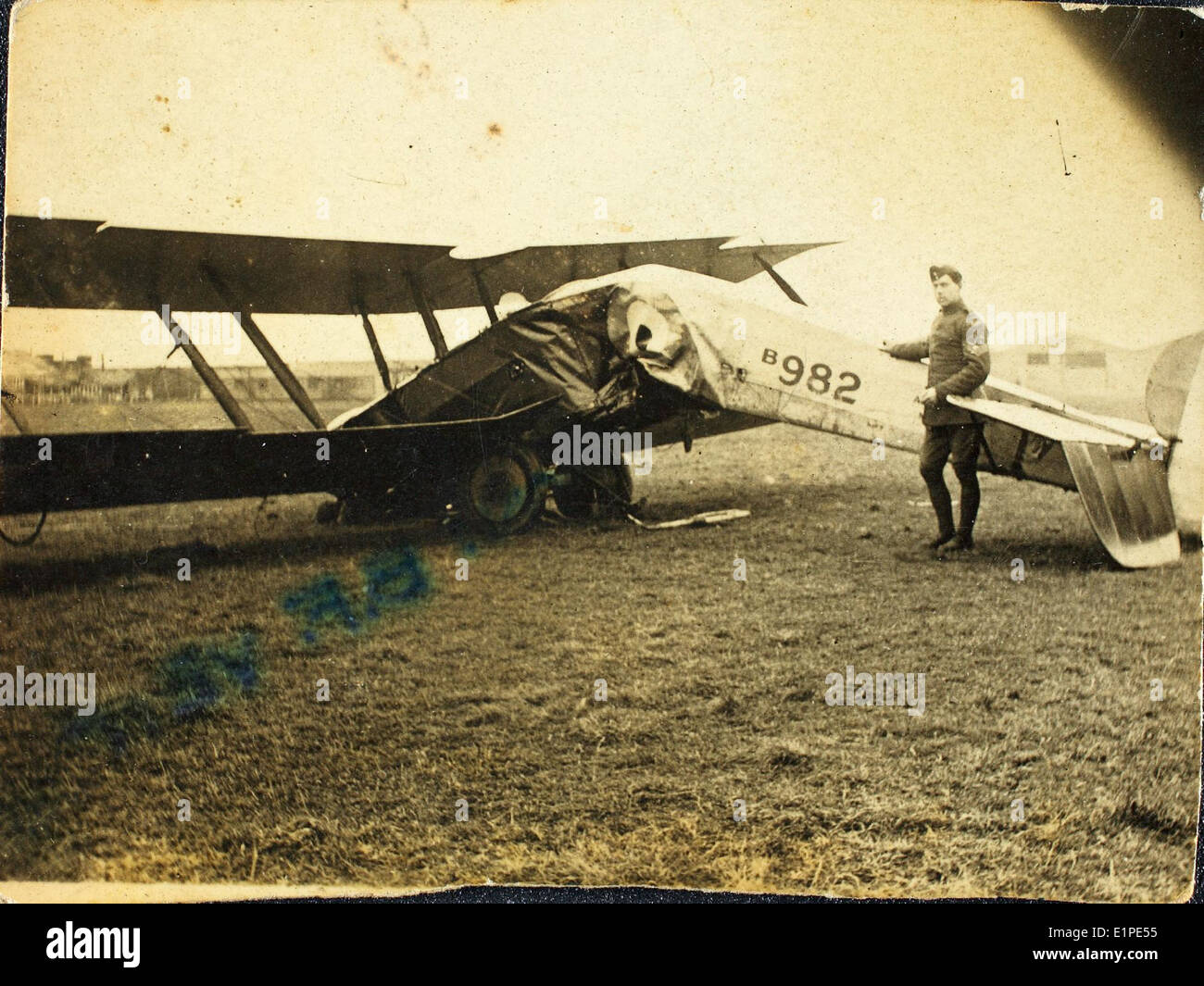 This image depicts a World War I aircraft crash, reflecting the dangers ...