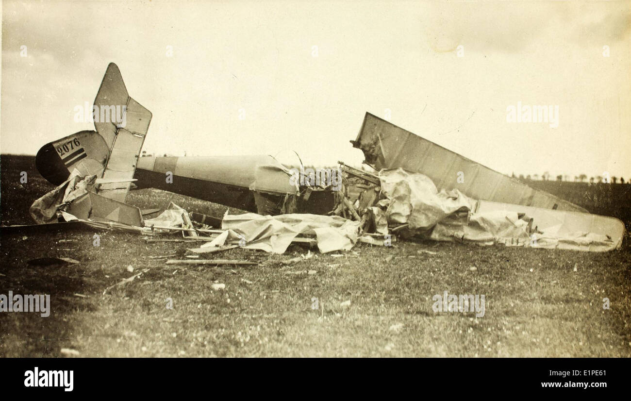 This photo captures the aftermath of a World War I aircraft crash ...