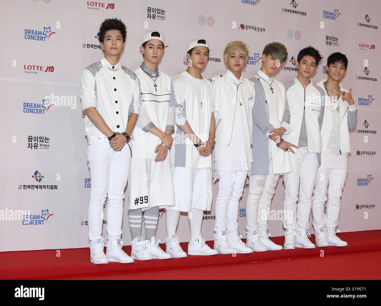 GOT7, Jun 07, 2014 : K-pop boy band GOT7 pose before the Dream Concert ...