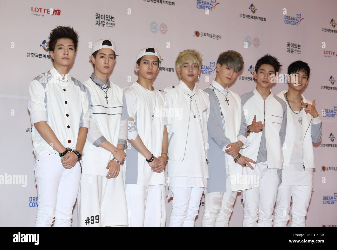 GOT7, Jun 07, 2014 : K-pop boy band GOT7 pose before the Dream Concert ...