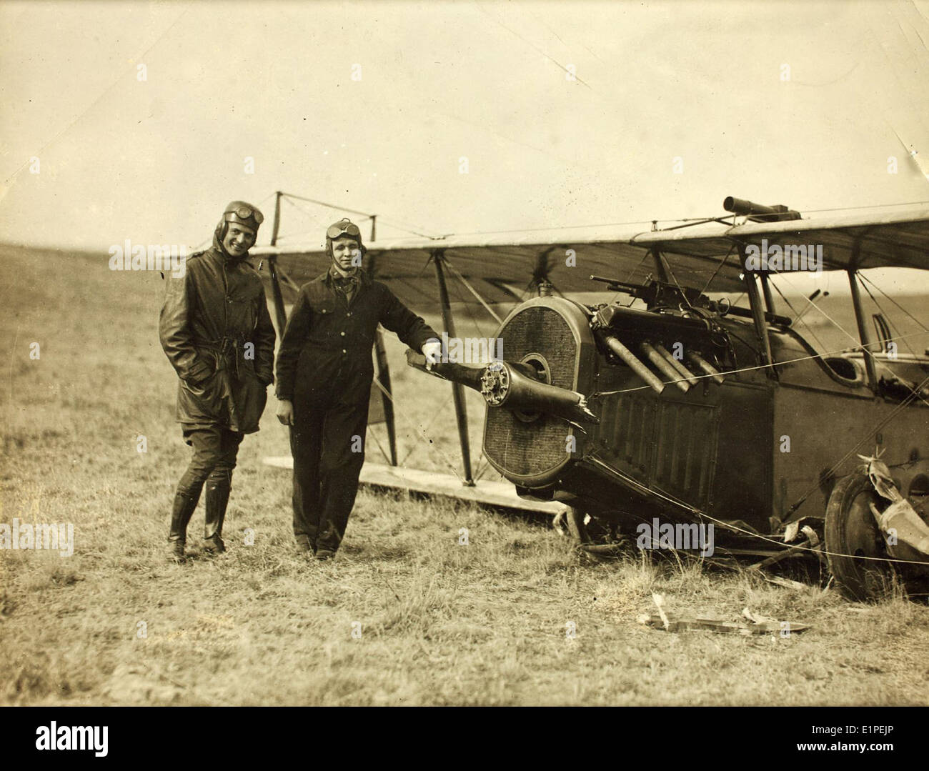 This image depicts a World War I aircraft crash, a reminder of the ...