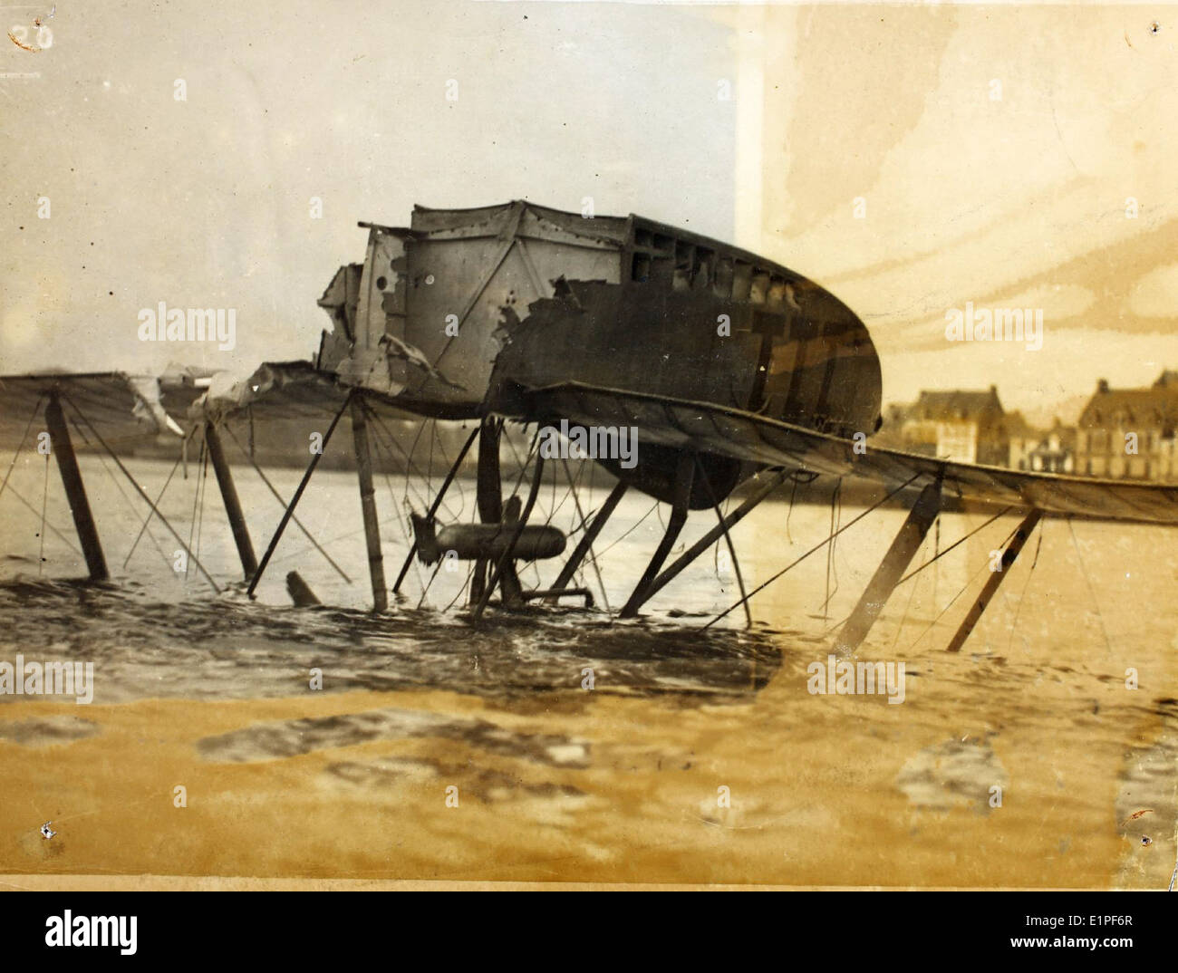 This photo depicts an aircraft crash from World War I, a period marked ...
