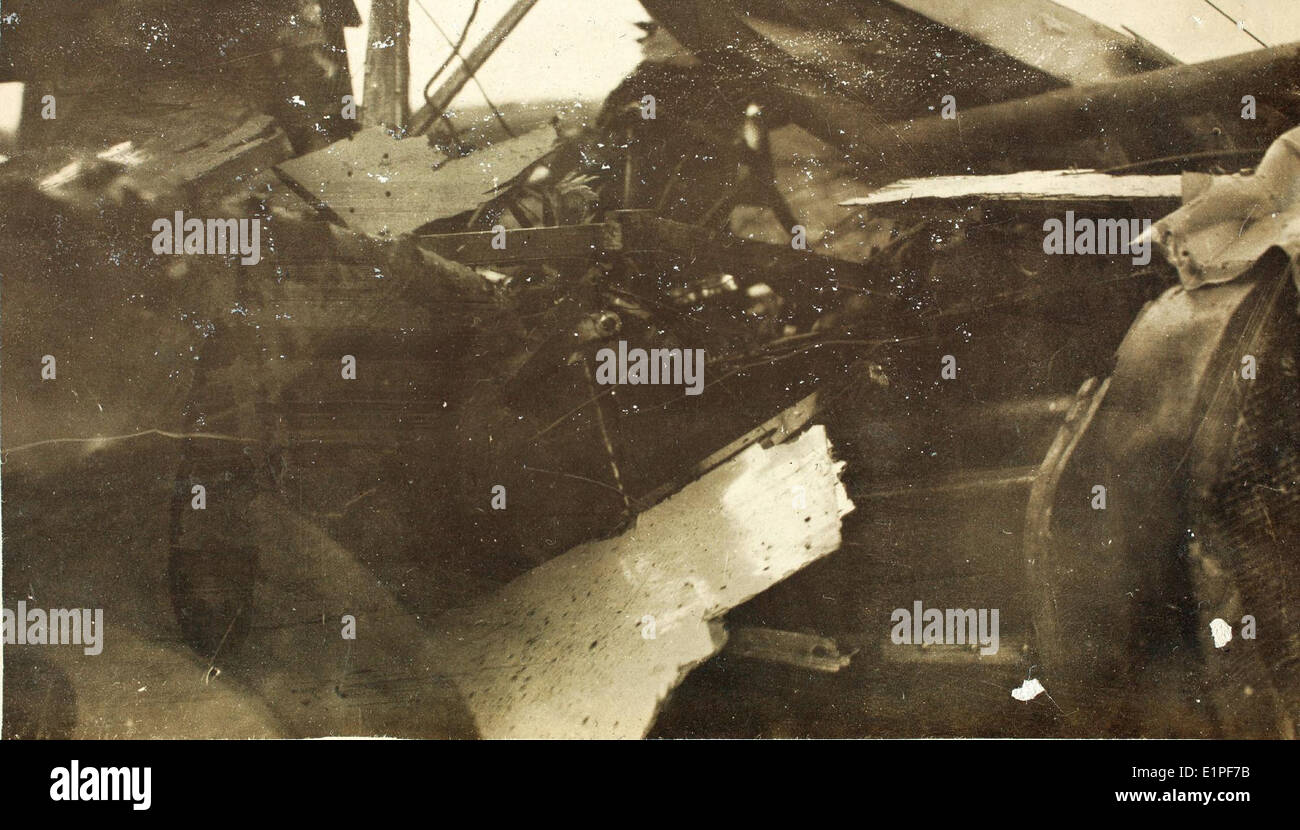 This image documents the crash of a World War I aircraft piloted by Lt ...