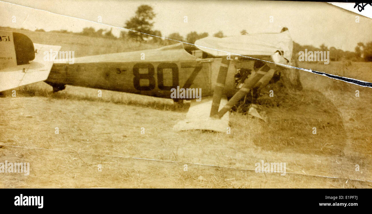 This photo depicts the crash of a World War I aircraft, the Type 24 ...