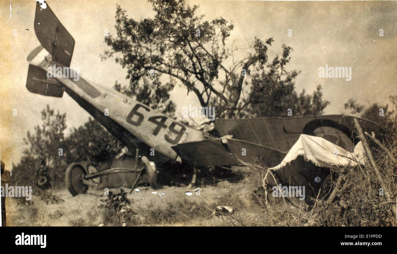 This photograph captures the aftermath of a crash involving a Nieuport ...