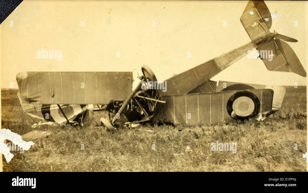 This image documents the crash of a Nieuport 83 aircraft during World ...