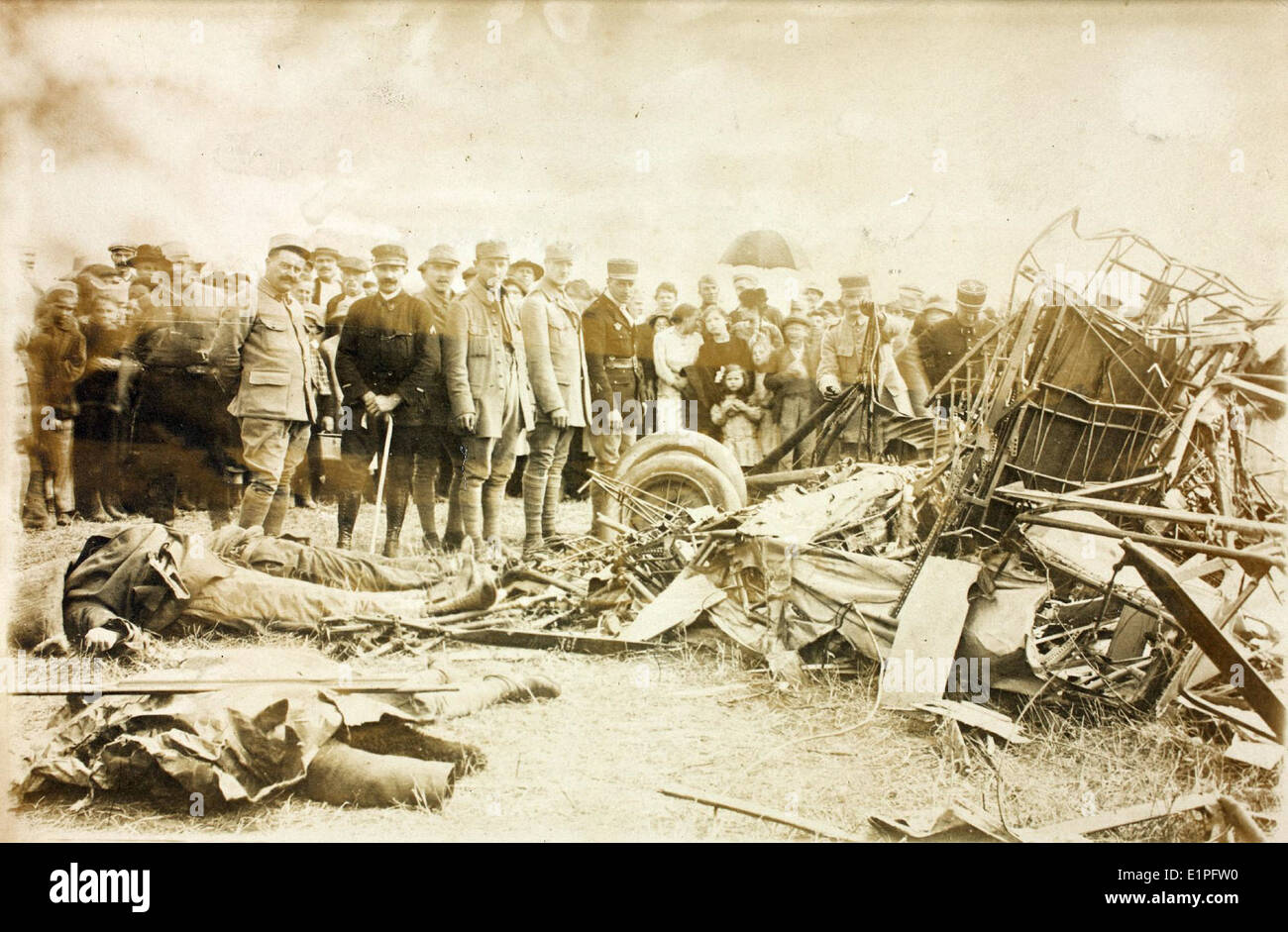 This collection includes photographs of a World War One aircraft crash ...
