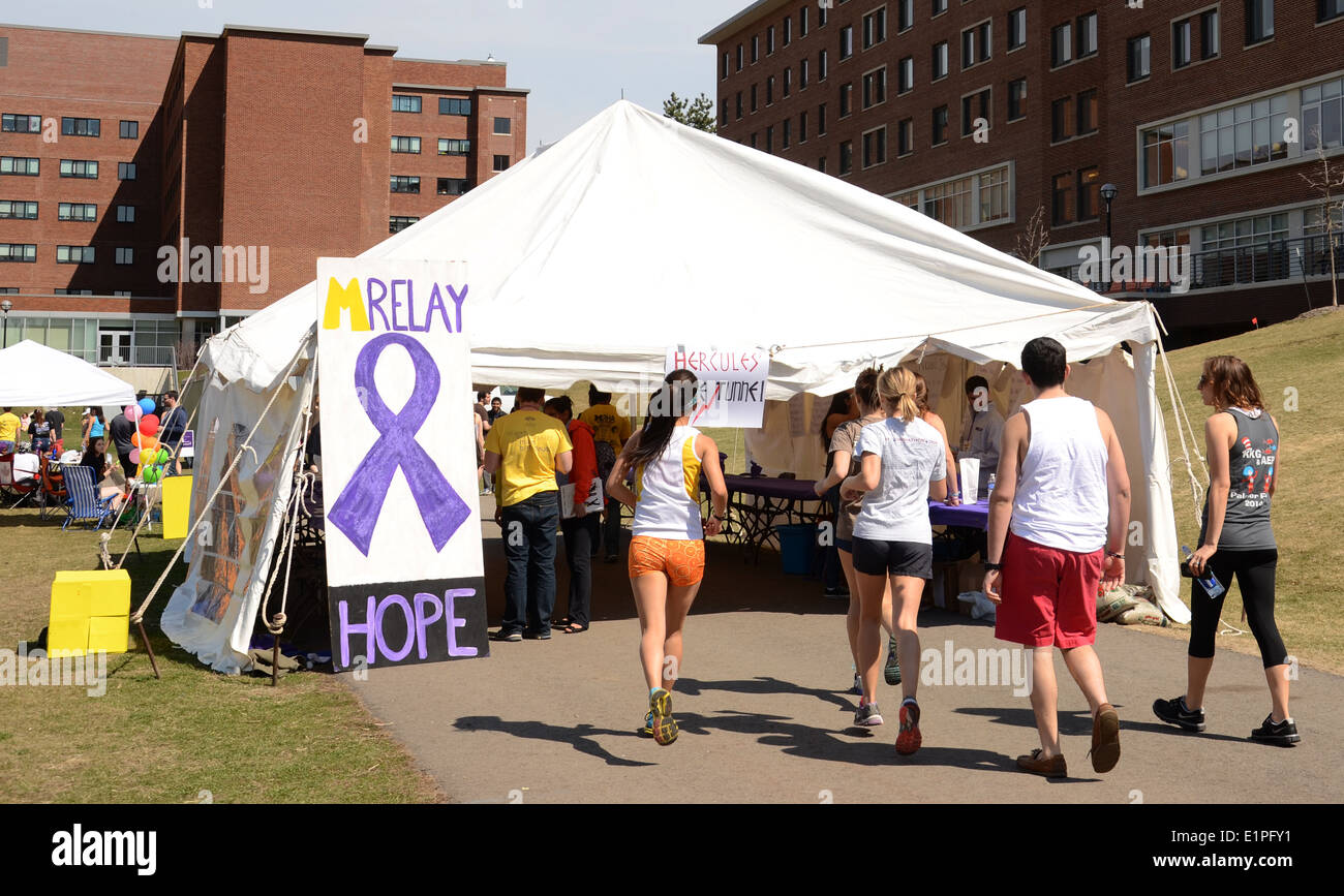 Participants enter a tent at the University of Michigan's Relay for ...