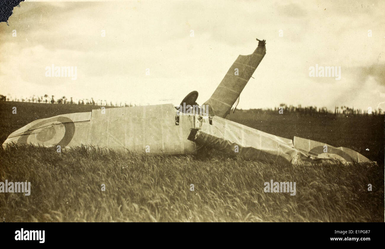 This image depicts the crash of a World War I aircraft piloted by Lt ...