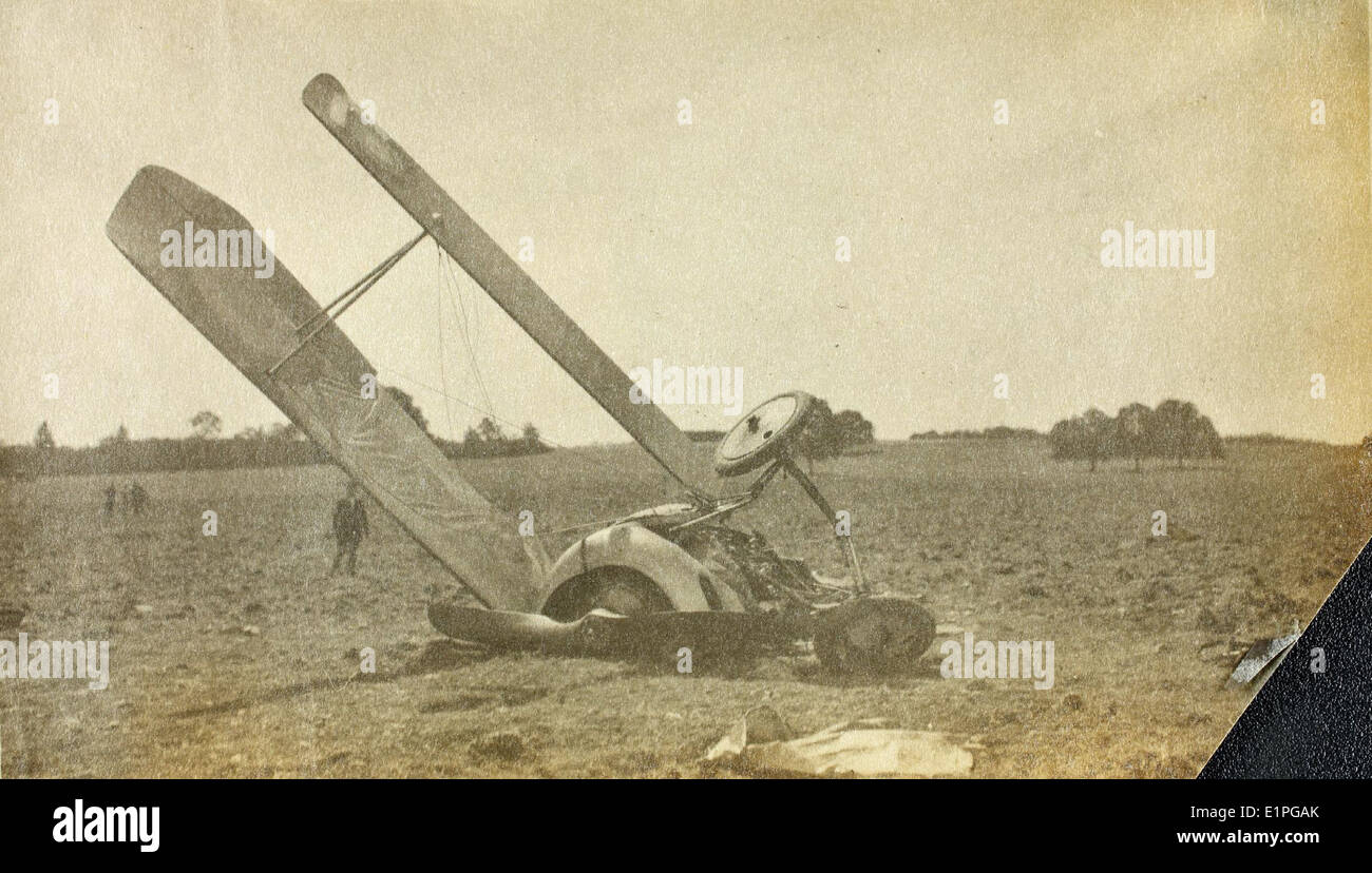 This image depicts a World War I aircraft crash, reflecting the risks ...