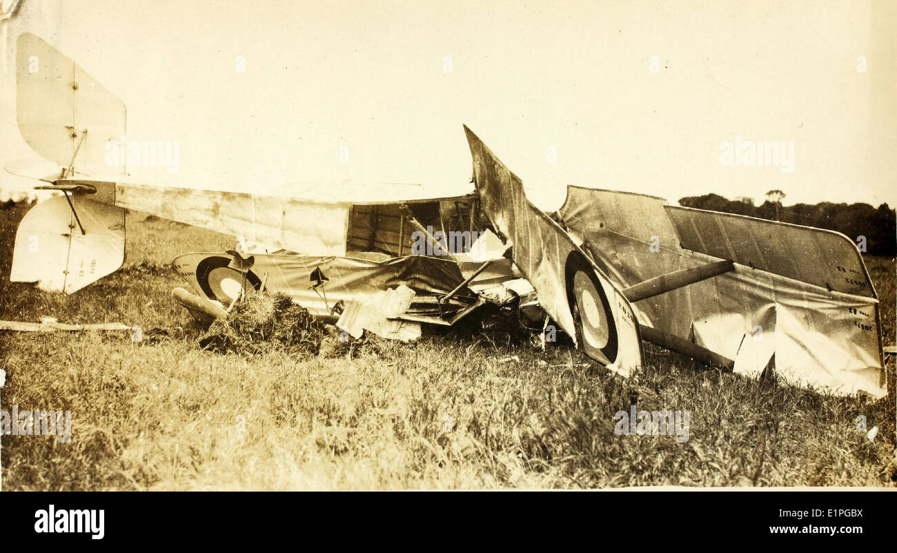 This photo depicts the crash of a World War I aircraft, flown by Lt ...