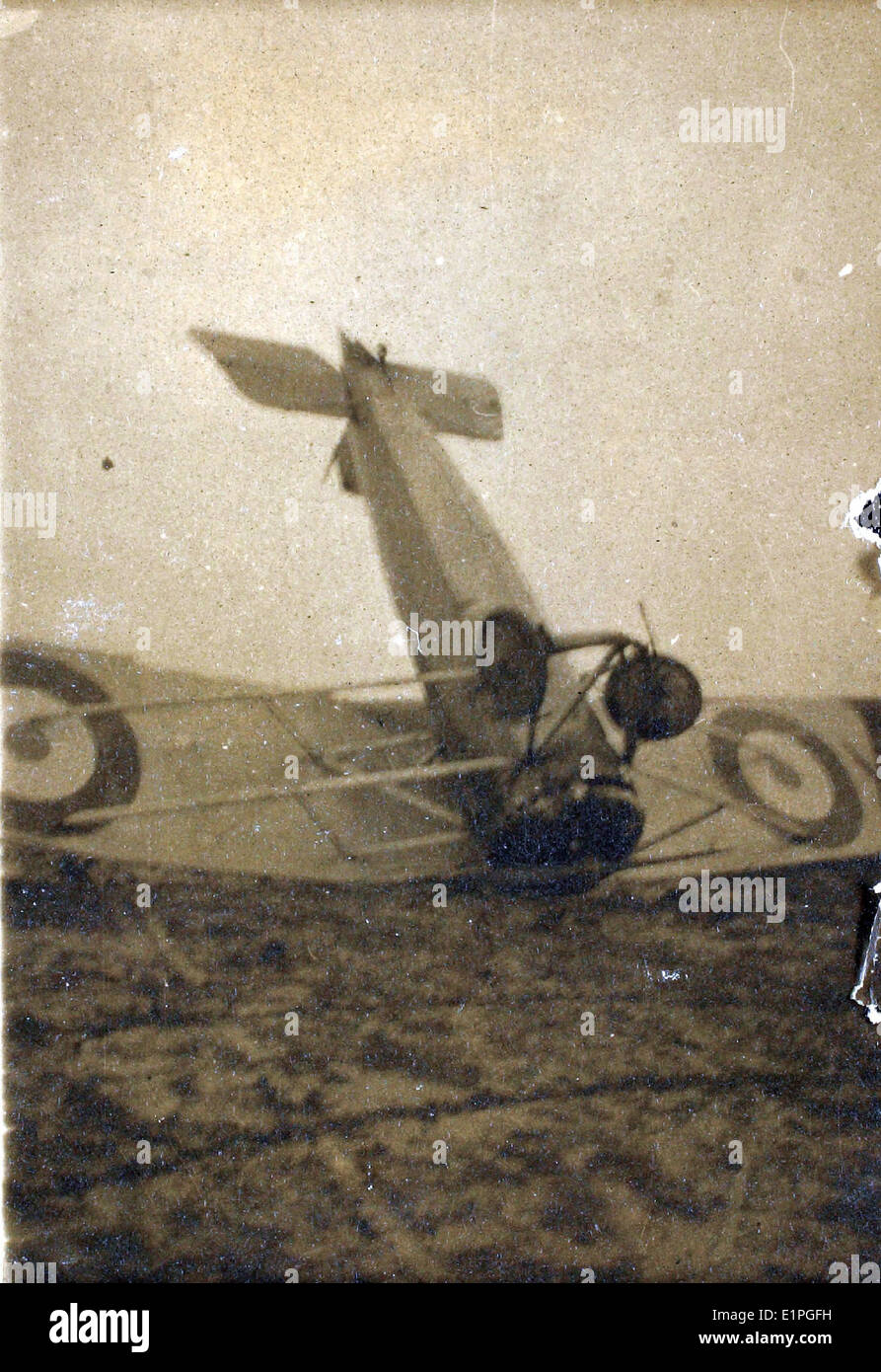 This photo captures the aftermath of a World War I aircraft crash ...