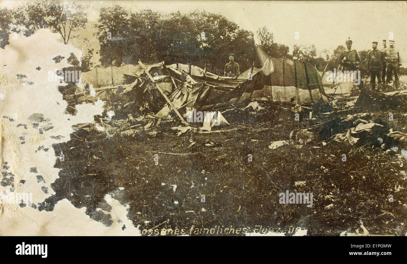 This image captures a World War I aircraft crash, highlighting the ...