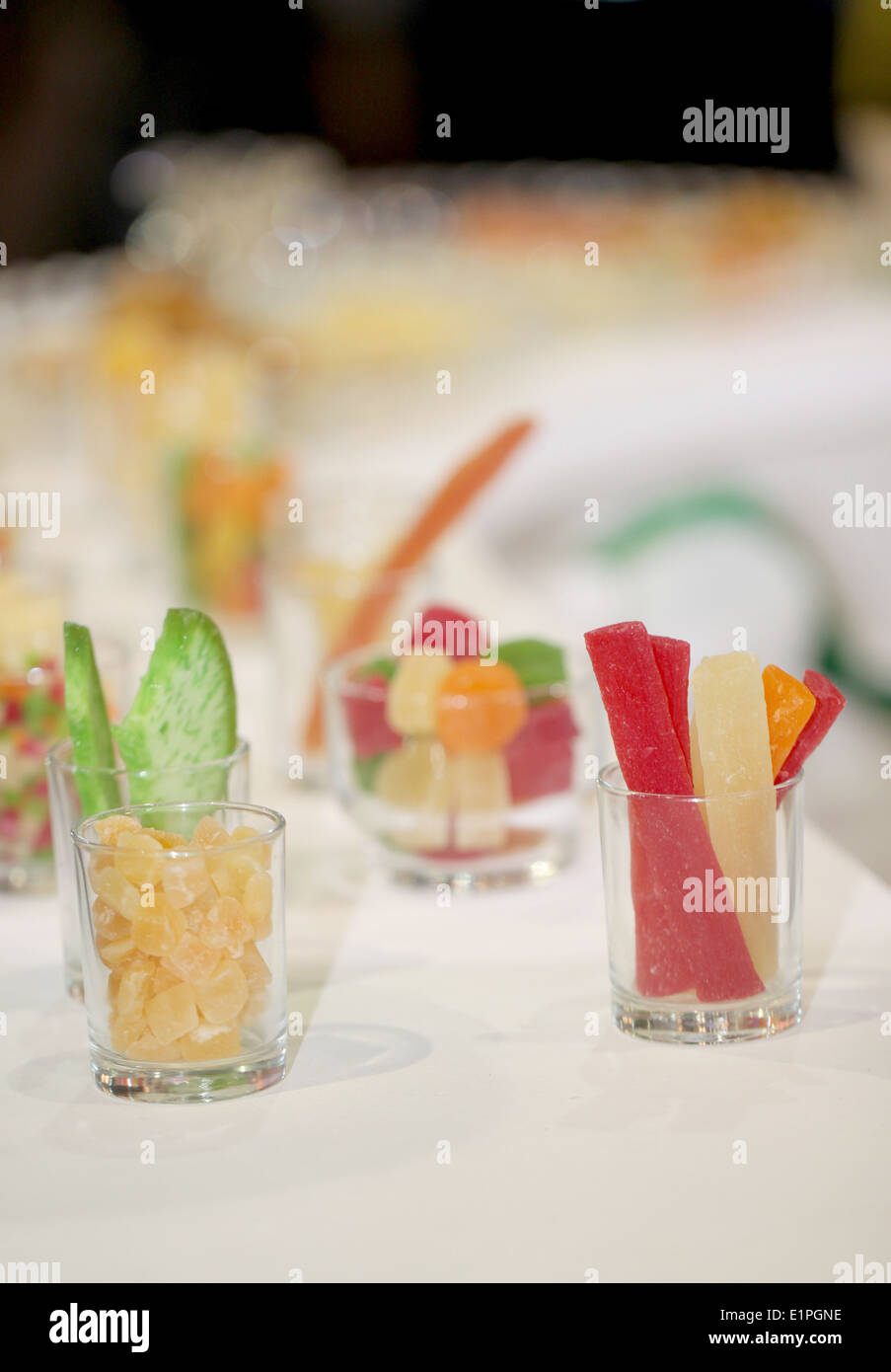 Sweets in small glass on table foods Stock Photo - Alamy