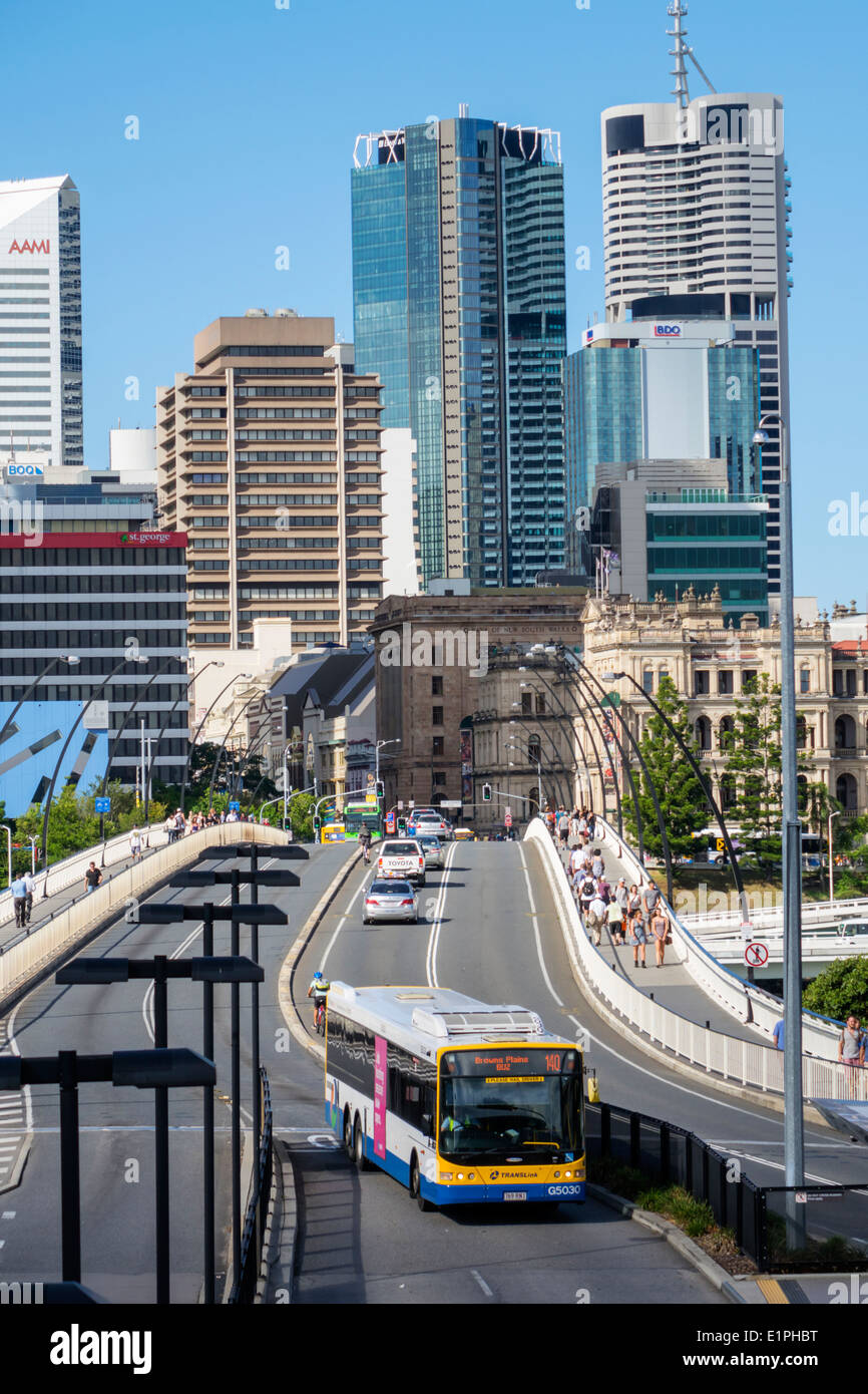 Brisbane Australia CBD,Victoria Bridge,Cultural Centre,center,bus ...