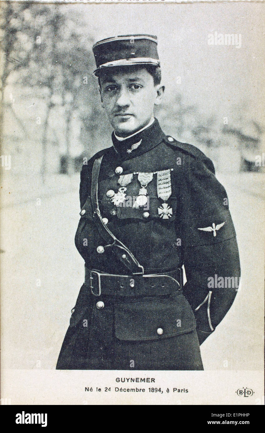 This image features a French aviator from World War I, representing the ...