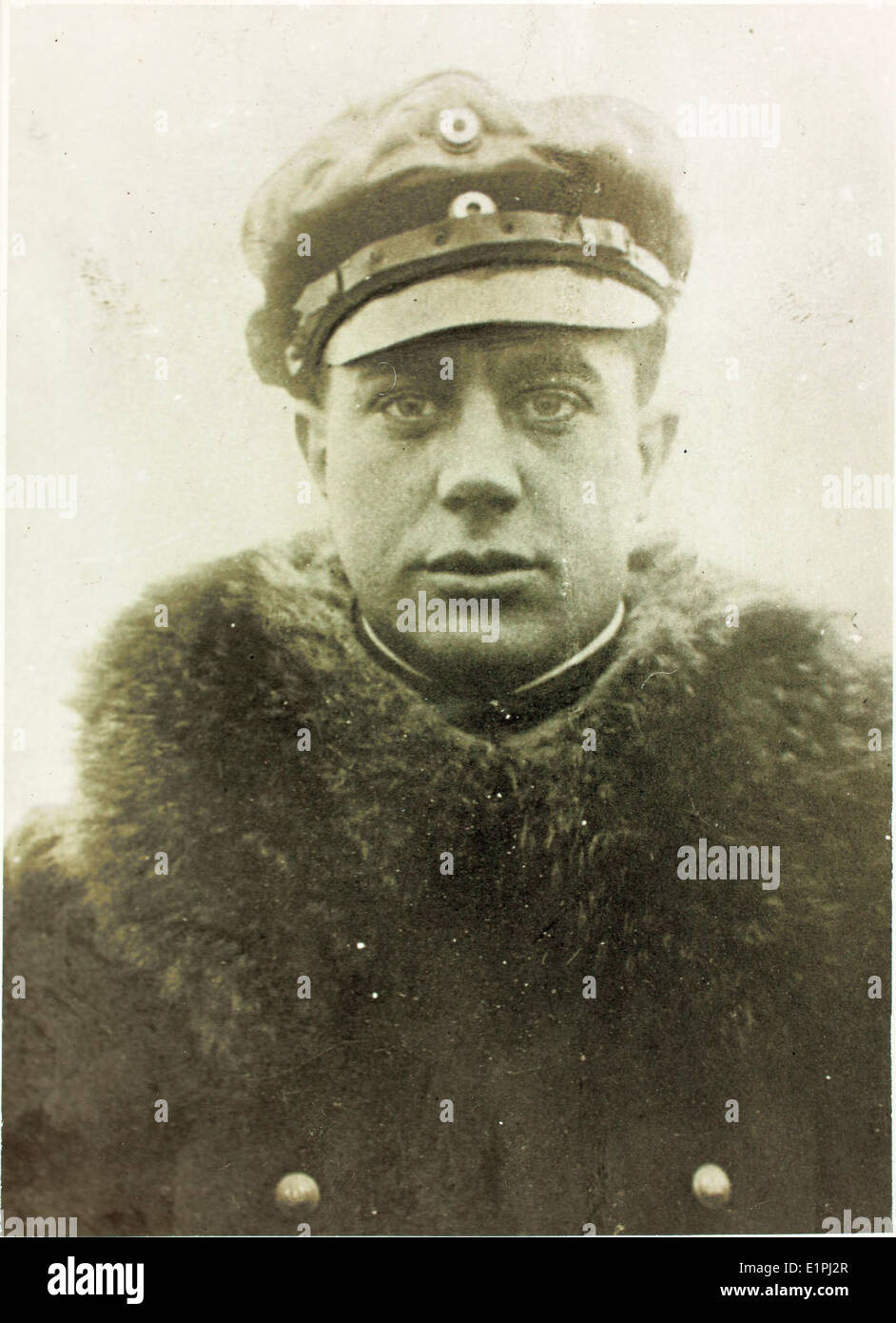 This historical image features Lieutenant Paul Bäumer, a German aviator ...