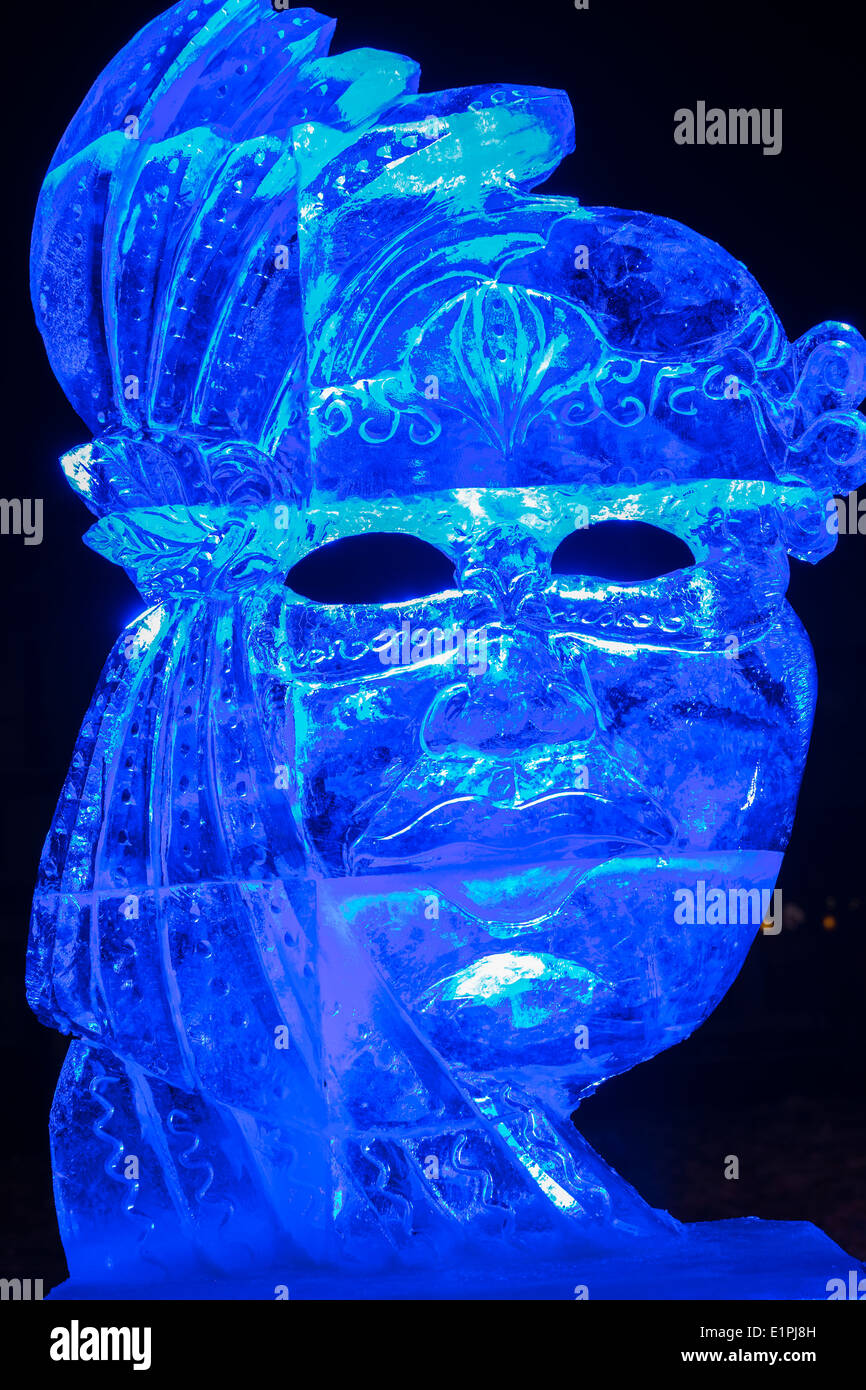 Ice sculpture in Ski resort Bad Gastein, Austria. Photo of woman statue ...