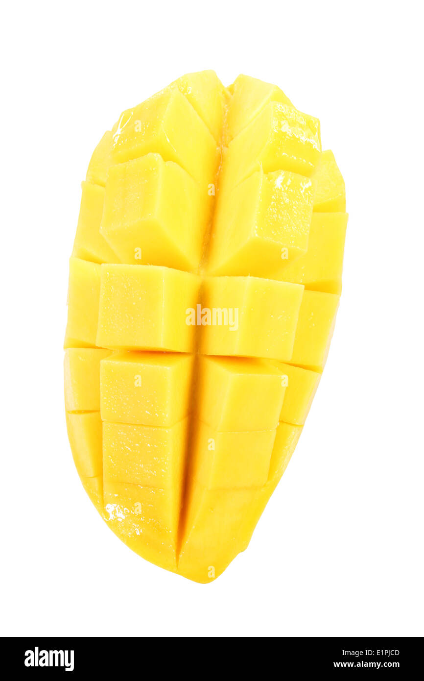 Fresh ripe mango to slice of isolated on white background Stock Photo ...